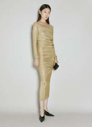 Dolce & Gabbana Lurex Mesh Midi Dress - Gold
