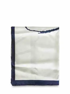 Bottega Veneta Pale Herb Green Silk Scarf With Graphic Print - Multicolor