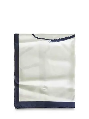 Bottega Veneta Pale Herb Green Silk Scarf With Graphic Print - Multicolor