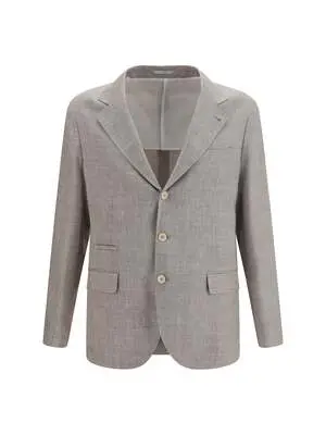 Brunello Cucinelli Deconstructed Linen And Wool Chevron Jacket - Cream