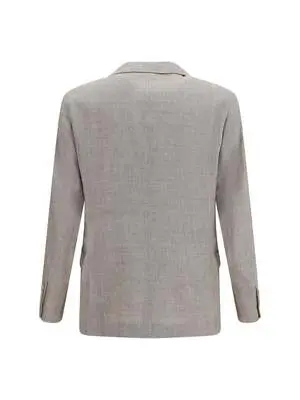 Brunello Cucinelli Deconstructed Linen And Wool Chevron Jacket
