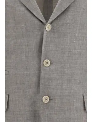 Brunello Cucinelli Deconstructed Linen And Wool Chevron Jacket