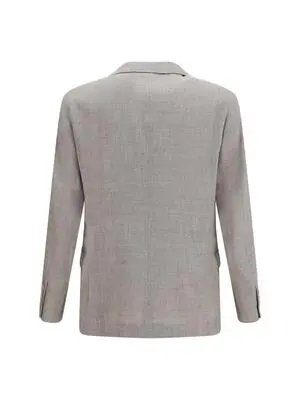 Brunello Cucinelli Deconstructed Linen And Wool Chevron Jacket - Cream