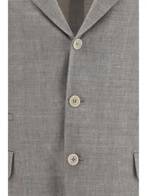Brunello Cucinelli Deconstructed Linen And Wool Chevron Jacket - Cream