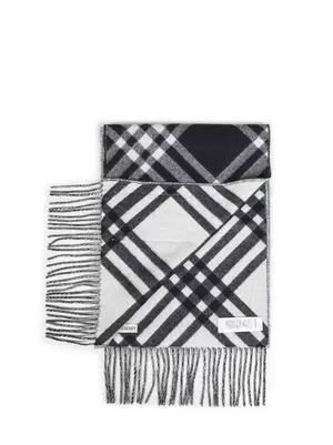 Burberry Black Double-face Check Cashmere Scarf