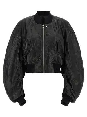 Rick Owens Secchia Cropped Flight' Bomber Jacket - Black