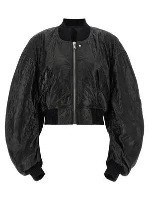 Rick Owens Secchia Cropped Flight' Bomber Jacket - Black