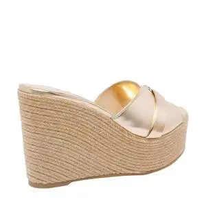 JIMMY CHOO Leda Wedge Sandals - Gold