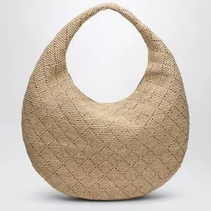 Saint Laurent Icare Hobo Bag In Crochet Raffia Pale - Brown