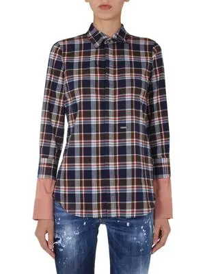 Dsquared2 Plaid Flannel Button-up Shirt - Blue