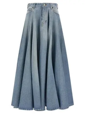 Balenciaga Godet Denim Skirt - Blue