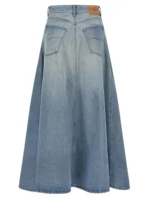 Balenciaga Godet Denim Skirt - Blue