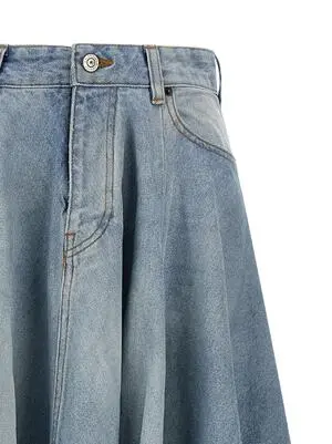 Balenciaga Godet Denim Skirt - Blue