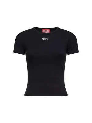 DIESEL® Black Ribbed Stretch Jersey T-ele-long-od T-shirt - Multicolor