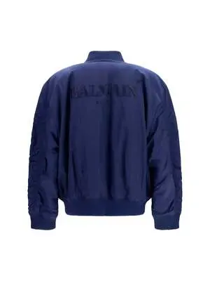 Balmain Nylon Bomber Jacket With Embroidered Back Logo