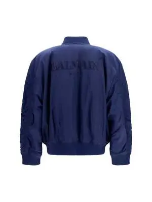 Balmain Embroidered Logo Bomber Jacket - Blue