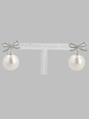 SELF-PORTRAIT Bow Detail Earrings - Silver