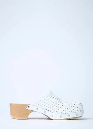 Balenciaga Perforated Heeled Clogs - White