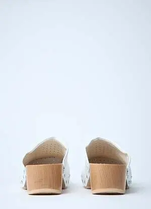 Balenciaga Perforated Heeled Clogs - White