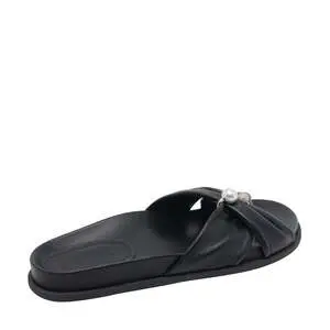 JIMMY CHOO Raffia Flat Sandals - Black