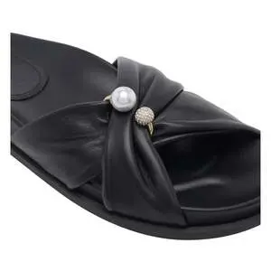 JIMMY CHOO Raffia Flat Sandals - Black