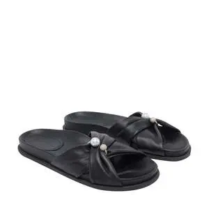 JIMMY CHOO Raffia Flat Sandals - Black