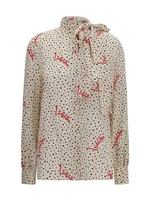 Valentino Garavani Crepe De Chine Bow-neck Shirt - Multicolor