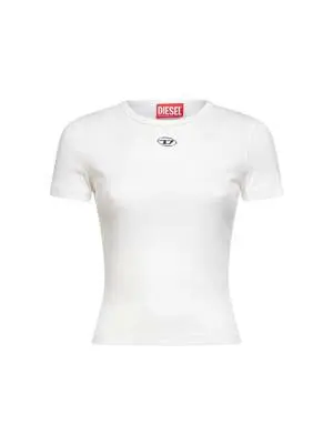 DIESEL® White Ribbed Stretch Jersey T-ele-long-od T-shirt - Multicolor
