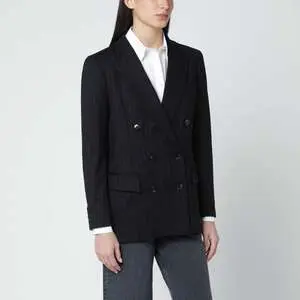 VITOVI Pinstripe Lurex Double-breasted Jacket - Black