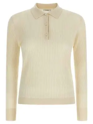 Max Mara Cashmere And Silk Blend Polo Shirt - White