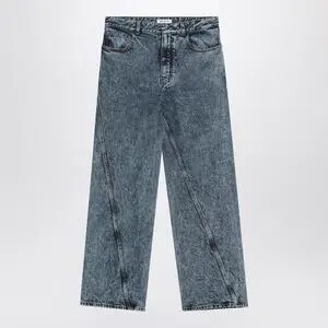 Alaïa Twisted Stonewashed Denim Jeans - Blue