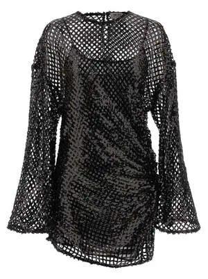 Attico Sequin Mesh Dress - Black