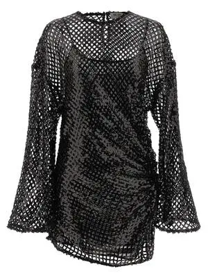 Attico Sequin Mesh Dress - Black