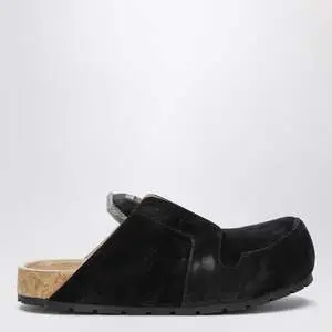 Balenciaga Dumbo Suede Sabot Mules - Black