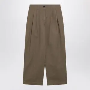 TOTEME Hazelnut Cotton Trousers - Brown
