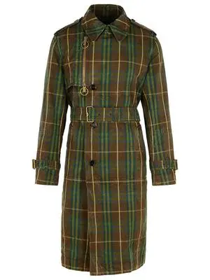 Burberry Check' Dark Cotton Trench Coat - Green
