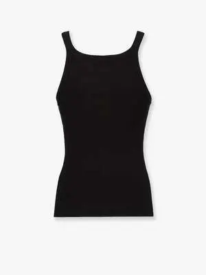 Fendi Ribbed Cotton Tank Top - Black