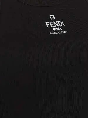 Fendi Ribbed Cotton Tank Top - Black