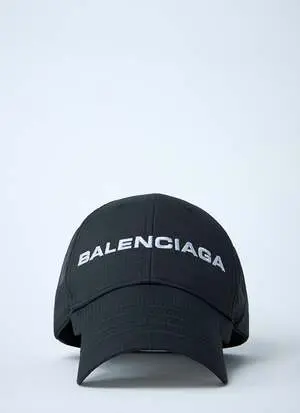 Balenciaga Logo Motif Baseball Cap - Black