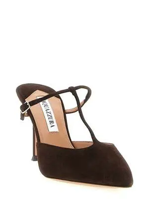 AQUAZZURA Sorbonne Suede Mules - Brown
