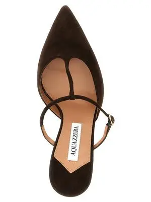 AQUAZZURA Sorbonne Suede Mules - Brown