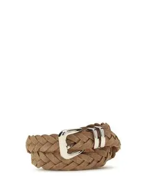Brunello Cucinelli Leather Woven Belt - Cream