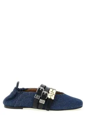 GANNI Sue Triple' Ballet Flats - Blue