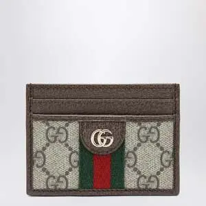 Gucci Gucci Ophidia Gg Supreme Card Holder In Beige/Dark Brown Women Cream