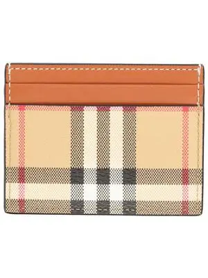 Burberry Check Card Holder - Cream