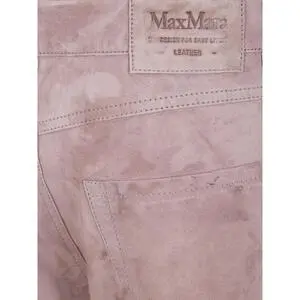 Max Mara Calf Leather Straight Trousers - Brown