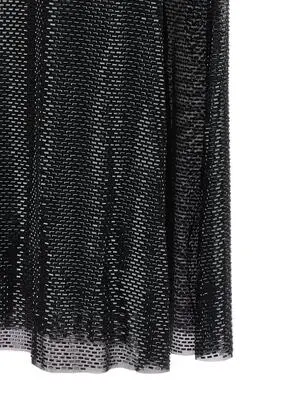 SELF-PORTRAIT Rhinestone Draped Tulle Maxi Dress
