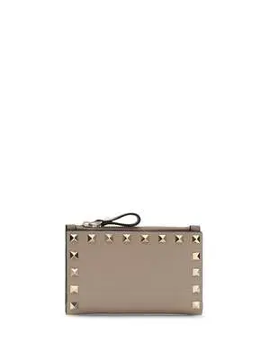 Valentino Garavani Rockstud Zip Card Holder - Cream
