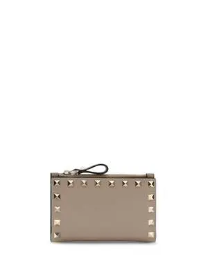 Valentino Garavani Rockstud Zip Card Holder - Cream
