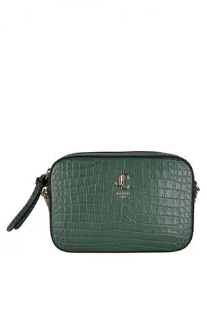 JIMMY CHOO Croc Effect Leather Shoulder Bag